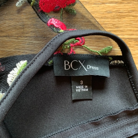 BCX | Dresses | Black Mini Dress With Mesh Floral | Poshmark